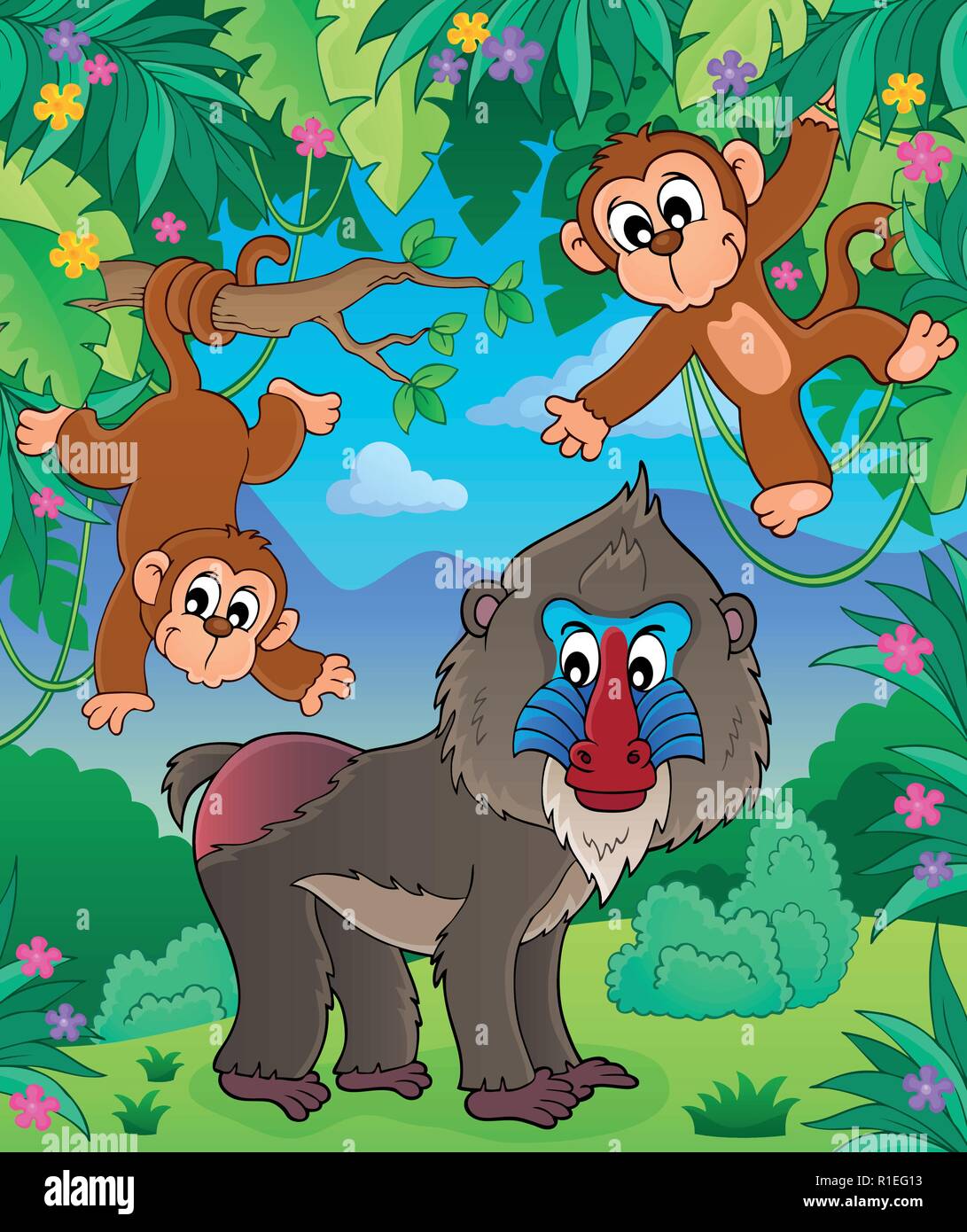 Monkey theme image 2 - eps10 vector illustration Stock Vector Image ...