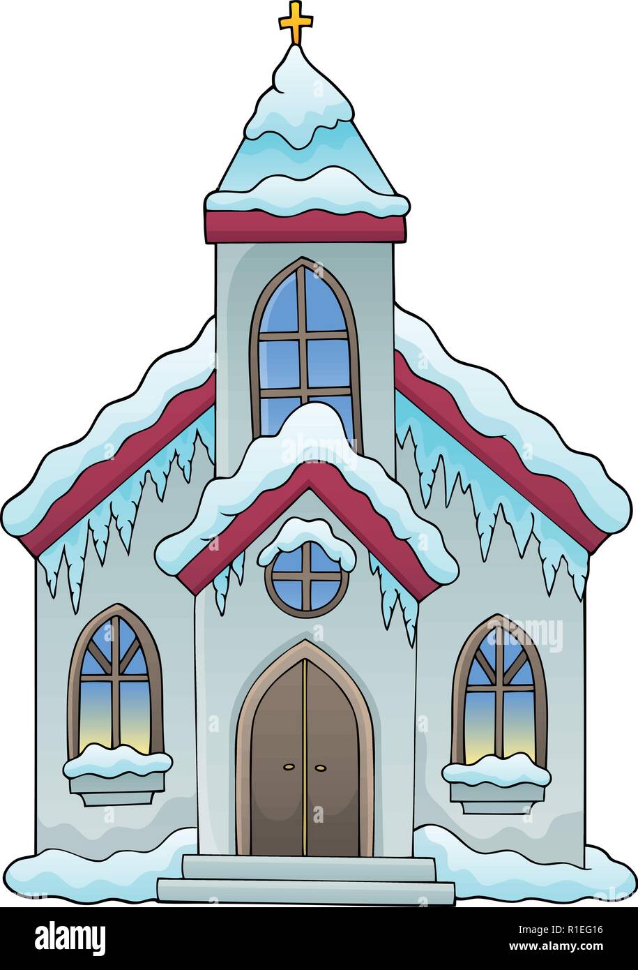 Winter church building theme image 1 - eps10 vector illustration Stock ...