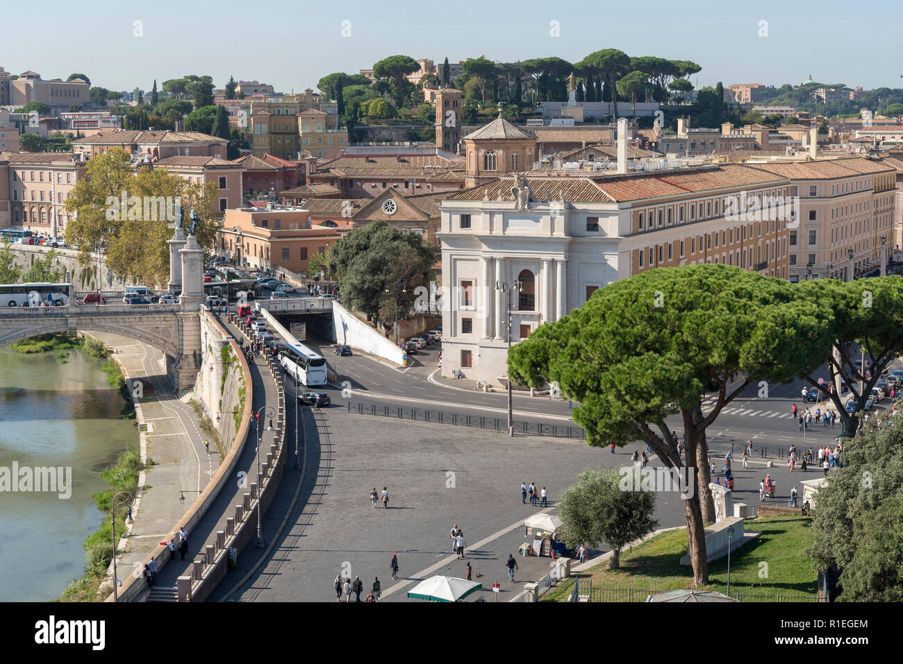 The streets of Rome with car top view. Sights of Rome in Italy Stock ...