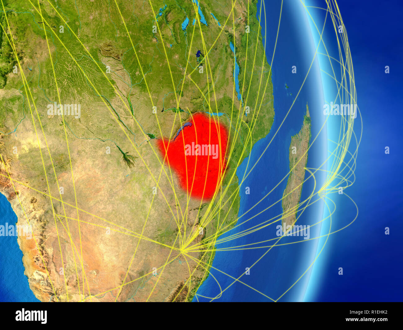 Zimbabwe network map hi-res stock photography and images - Alamy