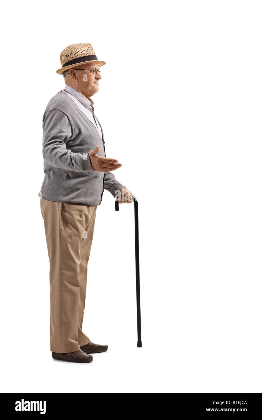 Old man standing explaining Cut Out Stock Images & Pictures - Alamy