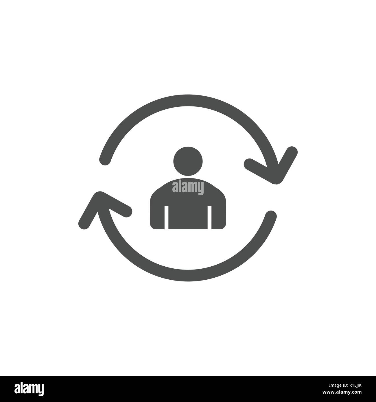 Refresh user sign, user profile icon. Vector illustration, flat Stock ...