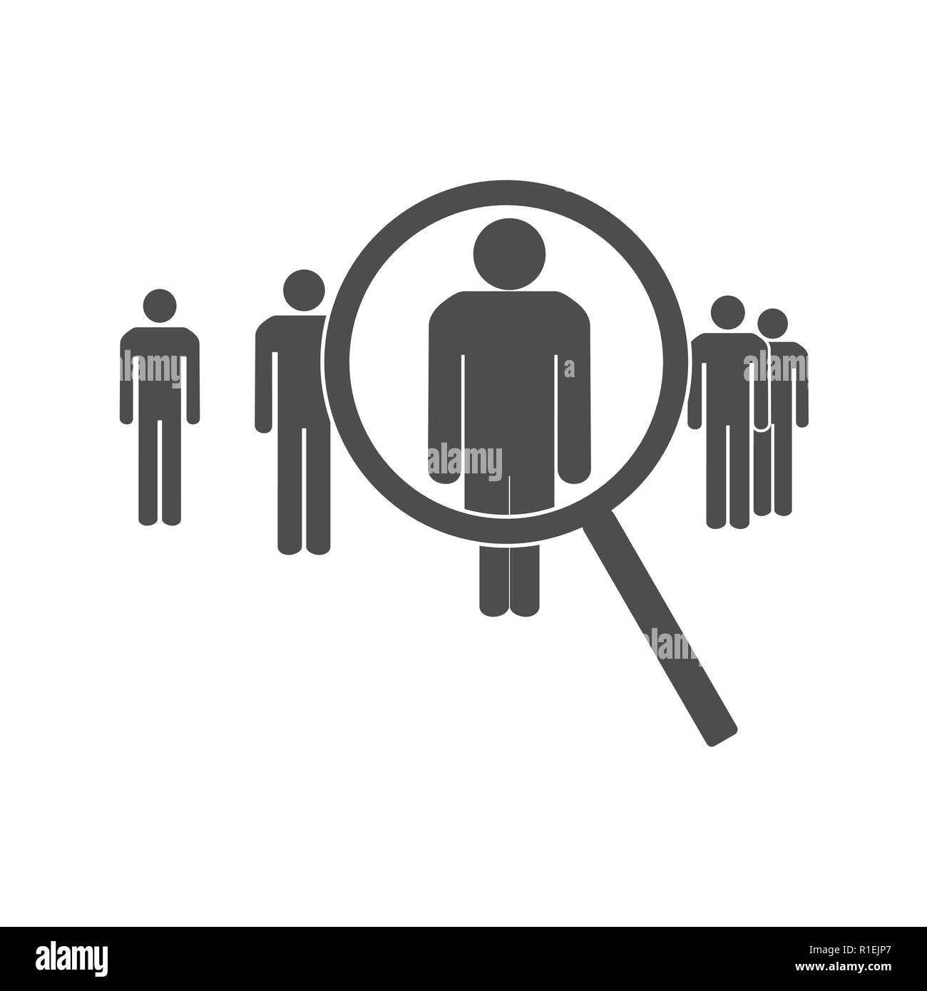 Vector magnifying glass people icon Black and White Stock Photos ...