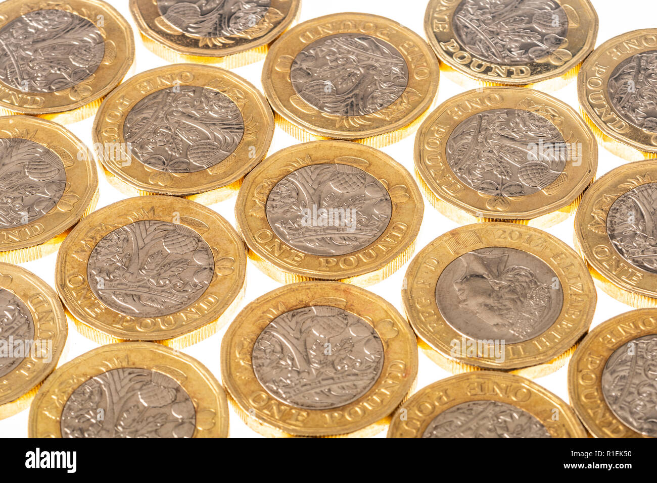 UK British Pound coins on white background Stock Photo - Alamy