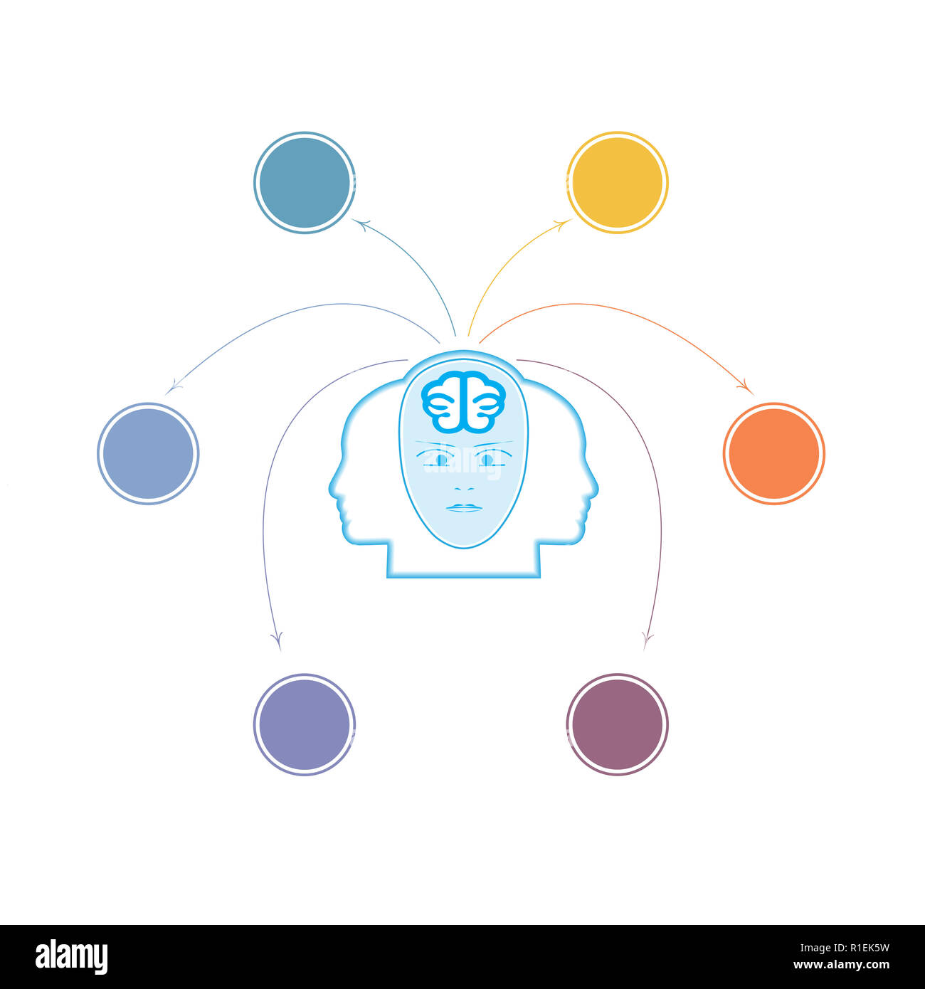 Brain storm infographics concept for 6 options Stock Photo - Alamy