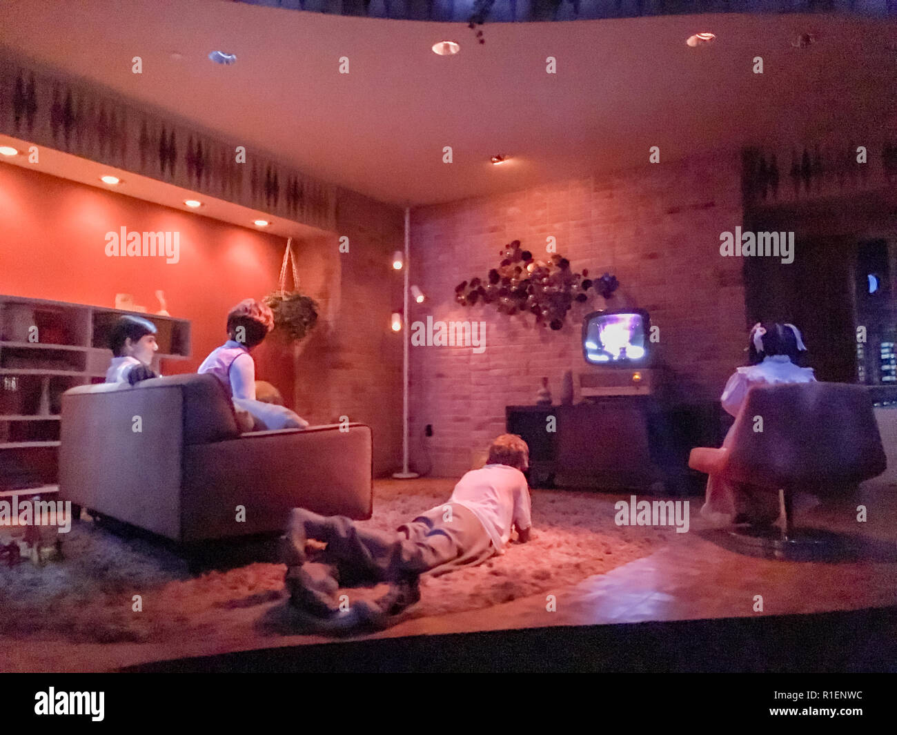 APRIL 25, 2018 - ORLANDO, FLORIDA: SPACESHIP EARTH RIDE INSIDE EPCOT ...