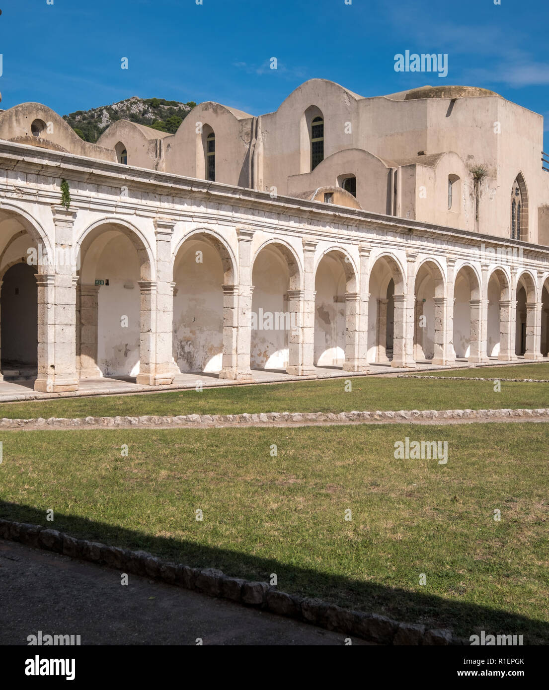 View of the arches in the cloister at Certosa di San Giacomo, also ...