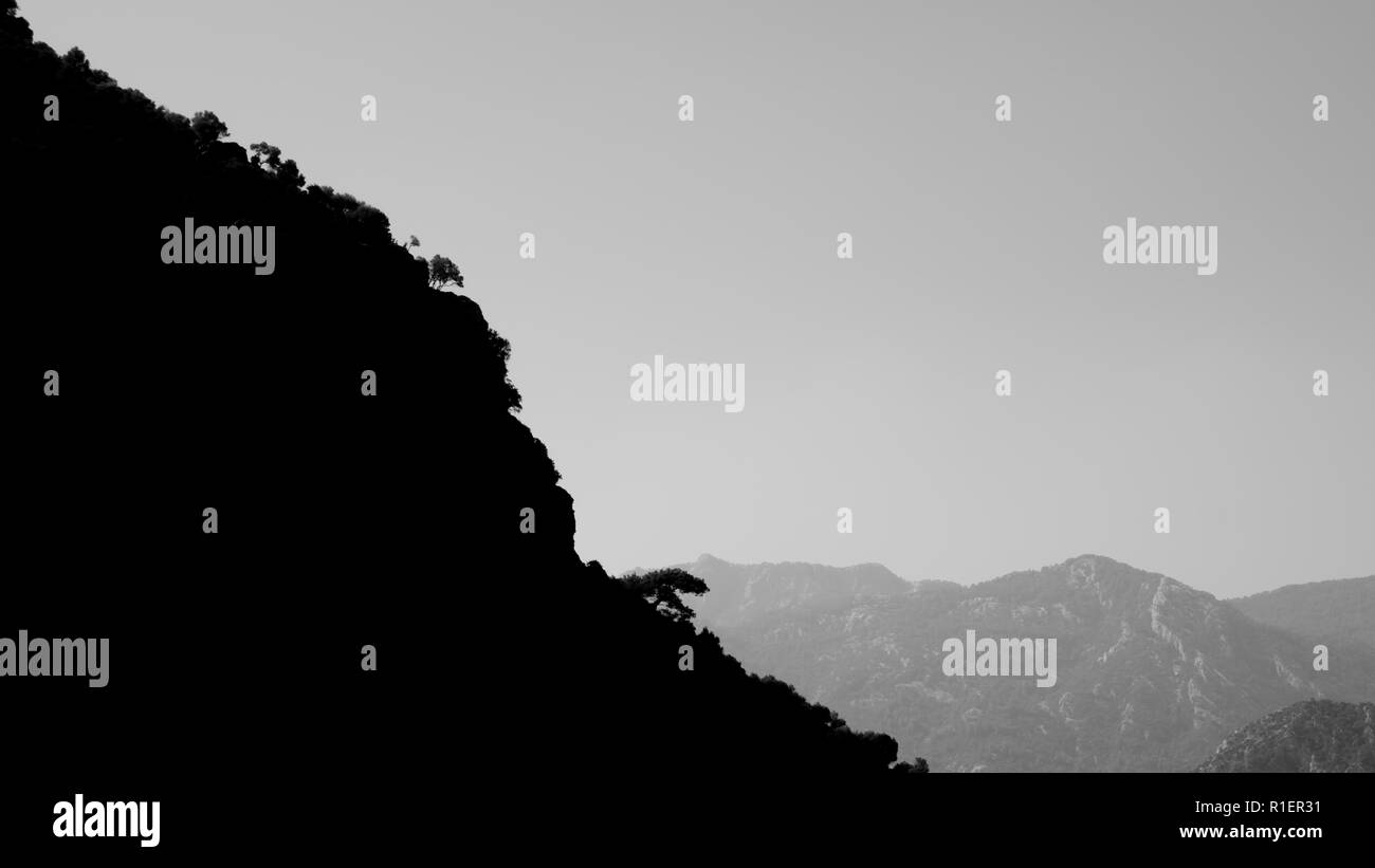 Aerial view forest mountain Black and White Stock Photos & Images - Alamy