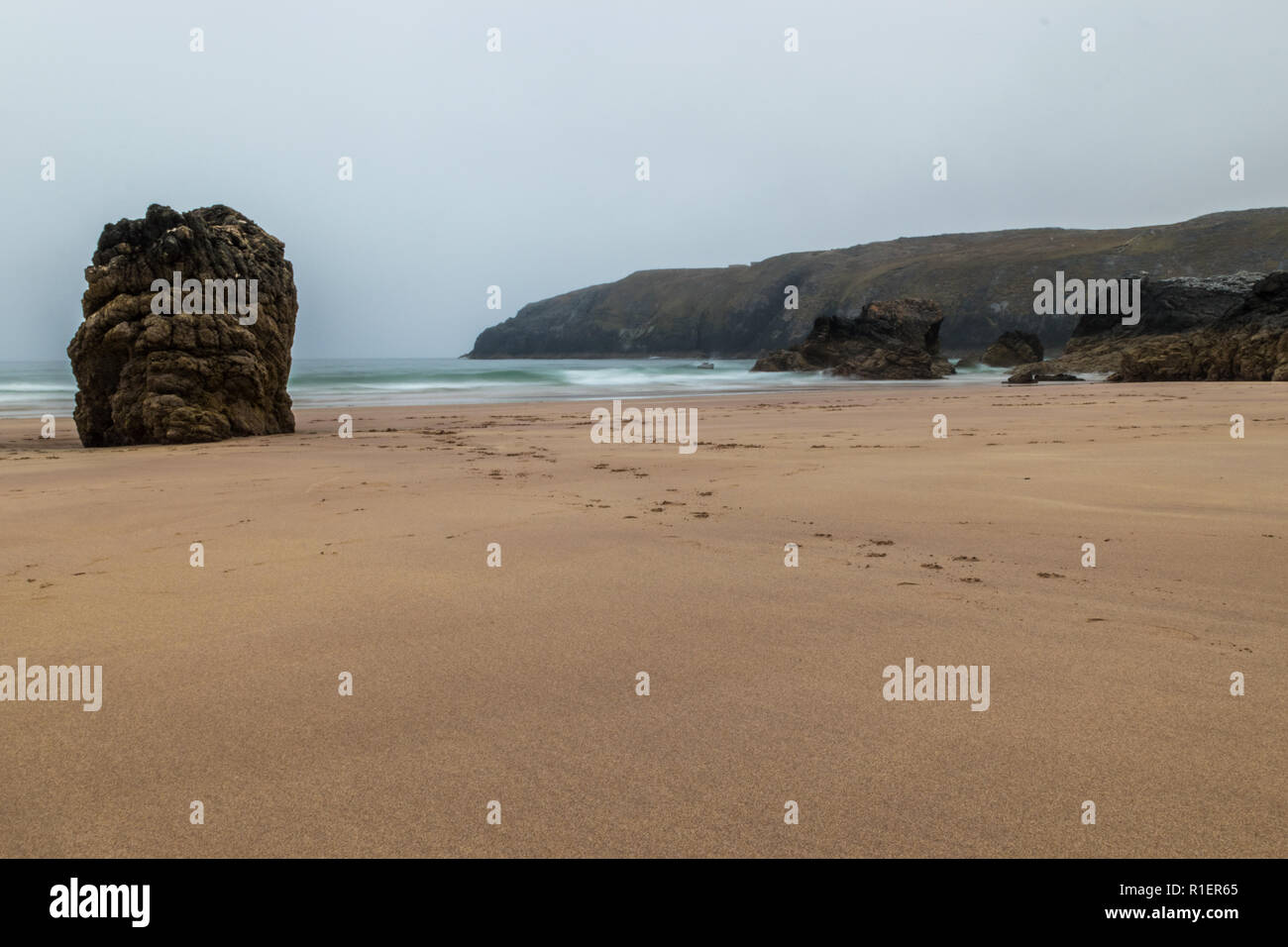 Sango Sands, Durness Beach, Scotland with dog footsteps in the sand ...