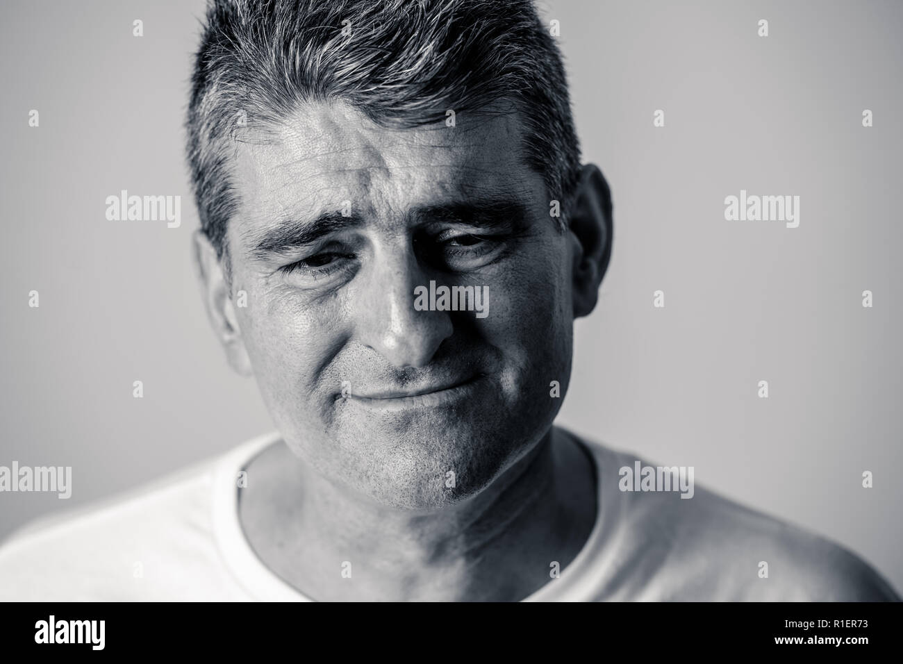 Portrait of an attractive man sad an depressed suffering depression ...