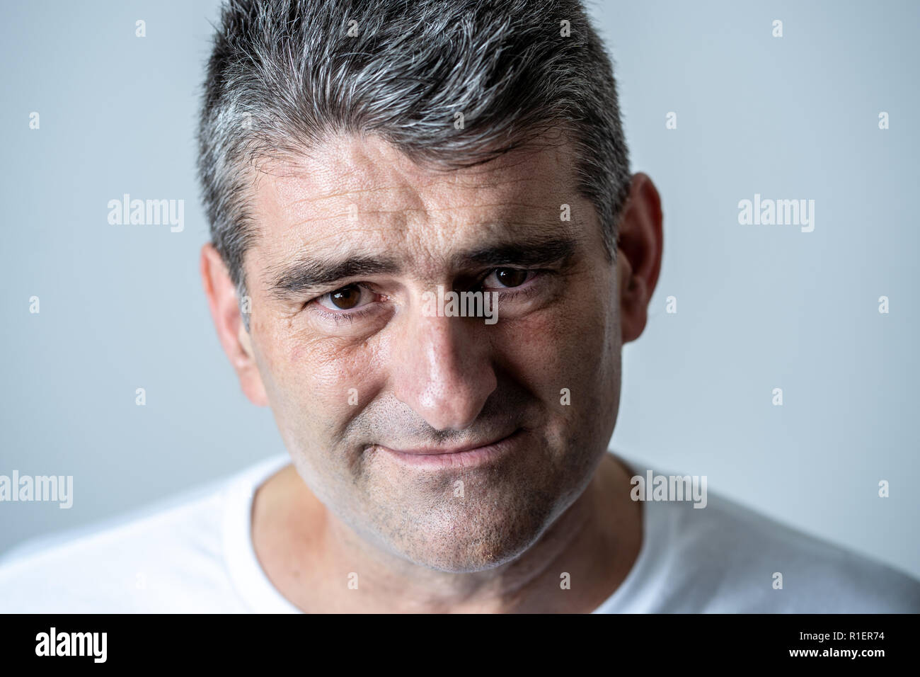 Portrait of an attractive man sad an depressed suffering depression ...