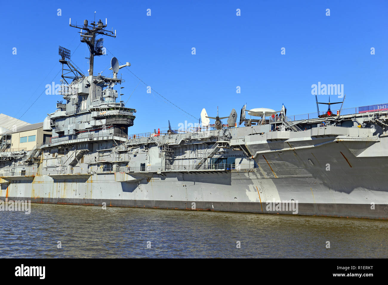 The U.S.S. Intrepid Aircraft Carrier in Manhattan, now retired and a ...