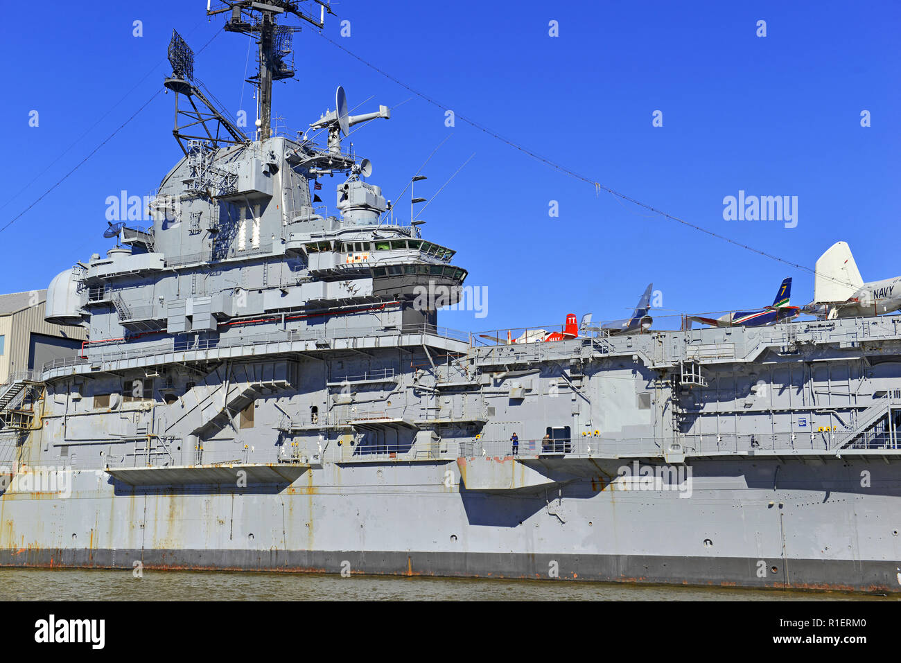 The U.S.S. Intrepid Aircraft Carrier in Manhattan, now retired and a ...