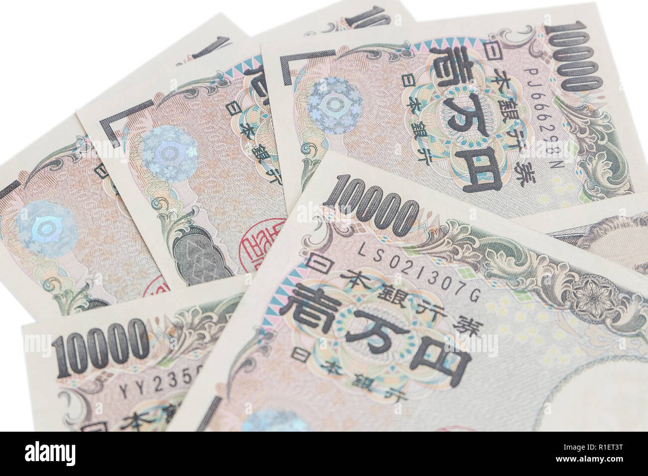 Banknotes of the Japanese 10,000 yen -Isolated on white background ...