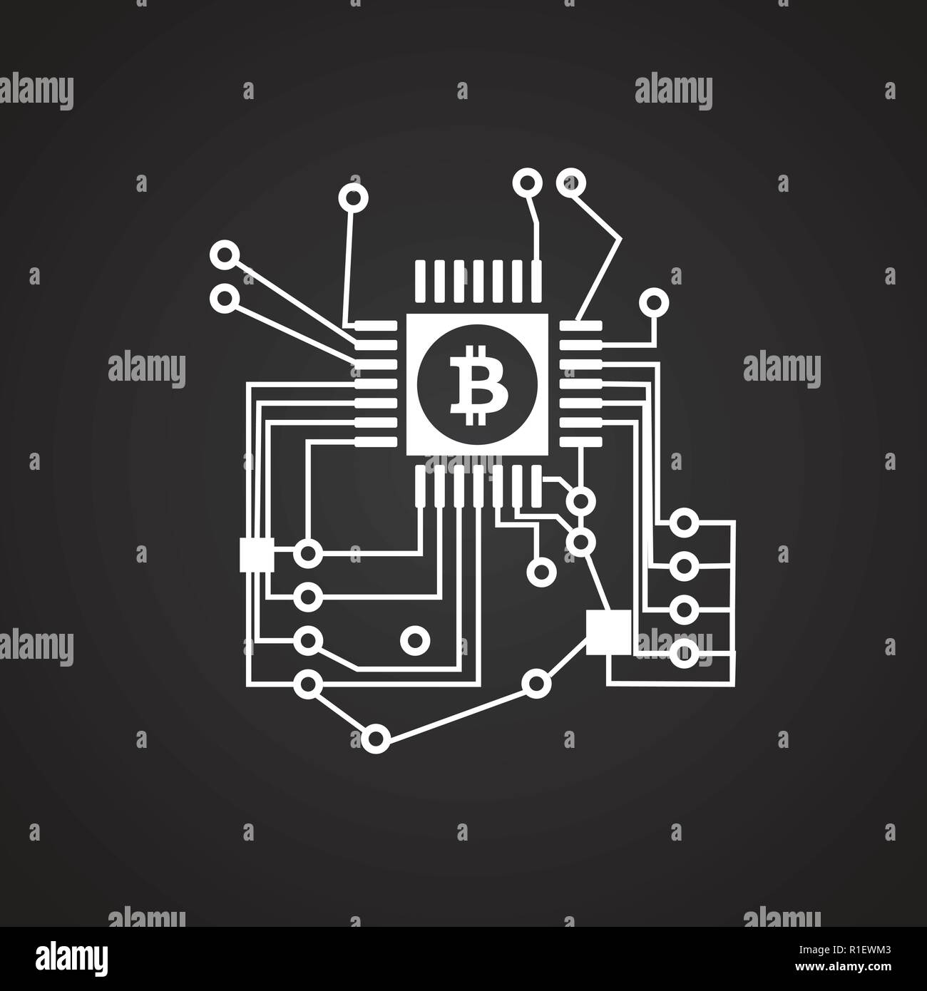 Graphical gpu processor bitcoin on black background Stock Vector Image ...