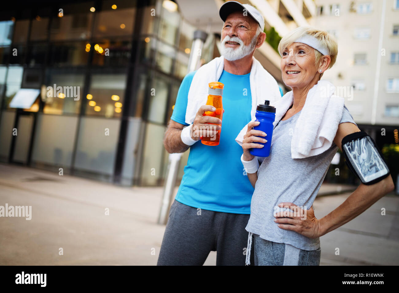 Mature couple is doing sport outdoors. Healthy lifestyle concept Stock ...