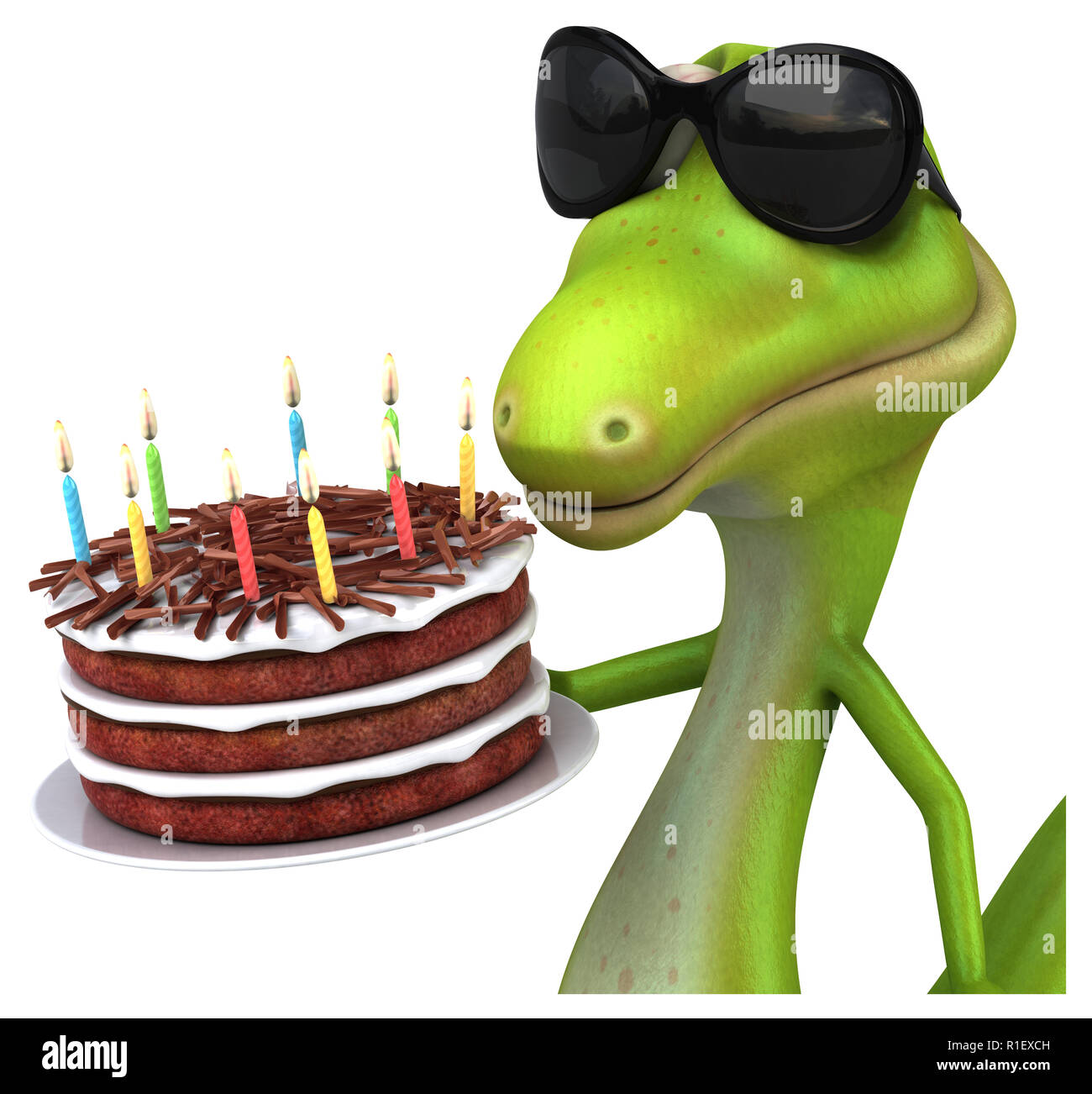Fun lizard - 3D Illustration Stock Photo - Alamy