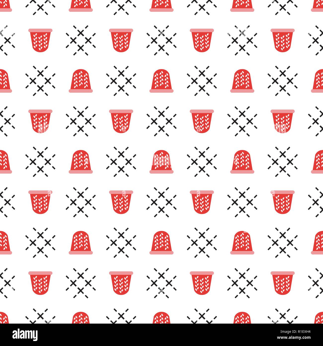 Seamless pattern with thimbles. Sewing and needlework background ...