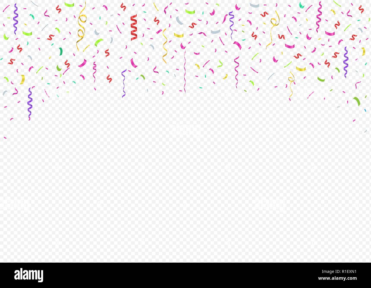 Colorful confetti ribbons festive background. Vector illustration Stock ...