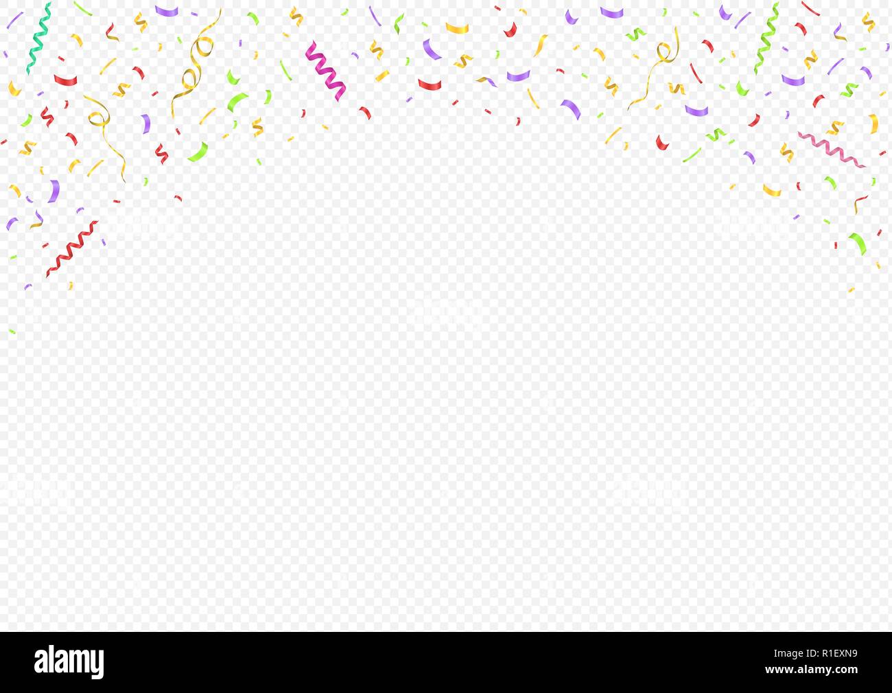 Colorful confetti ribbons festive background. Vector illustration Stock ...