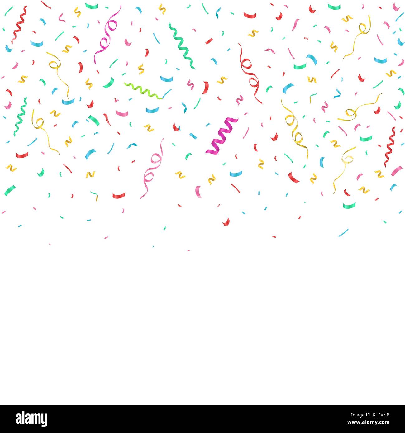 Colorful confetti ribbons festive background. Vector illustration Stock ...
