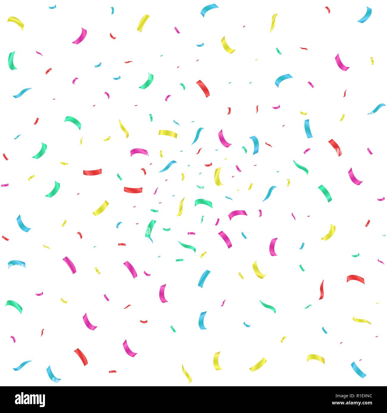 Colorful confetti ribbons festive background. Vector illustration Stock ...