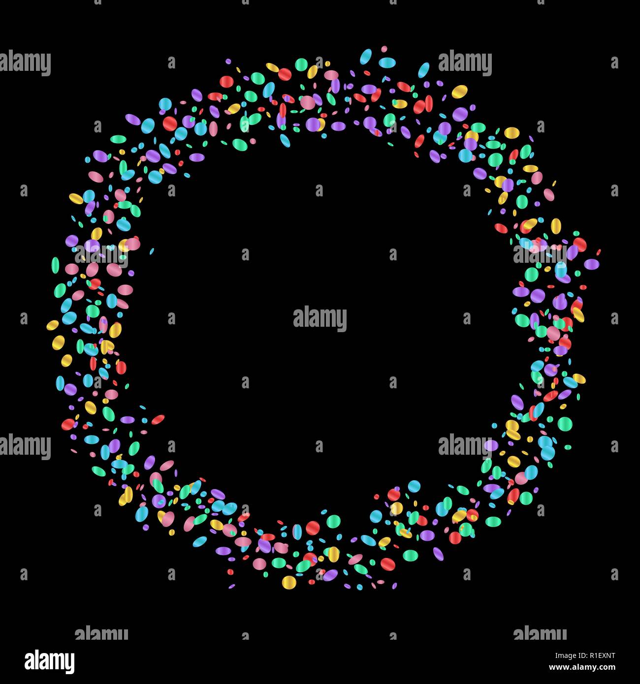 Colorful confetti ribbons festive circle. Vector illustration Stock ...