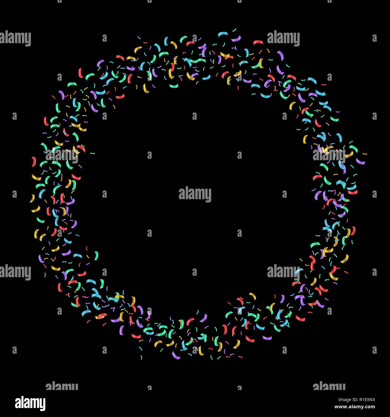 Colorful confetti ribbons festive circle. Vector illustration Stock ...