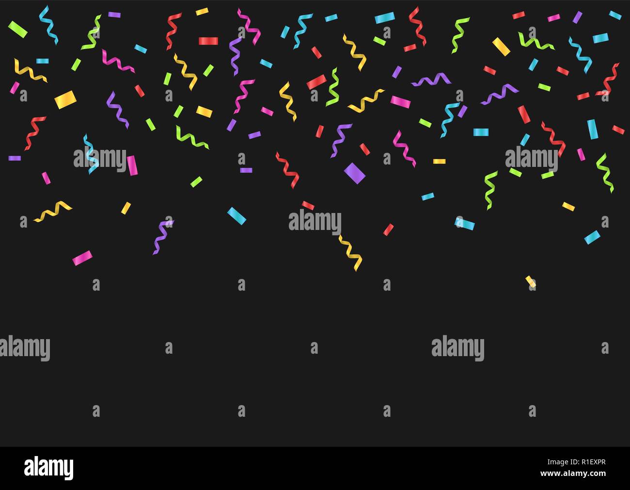 Colorful confetti ribbons festive background. Vector illustration Stock ...