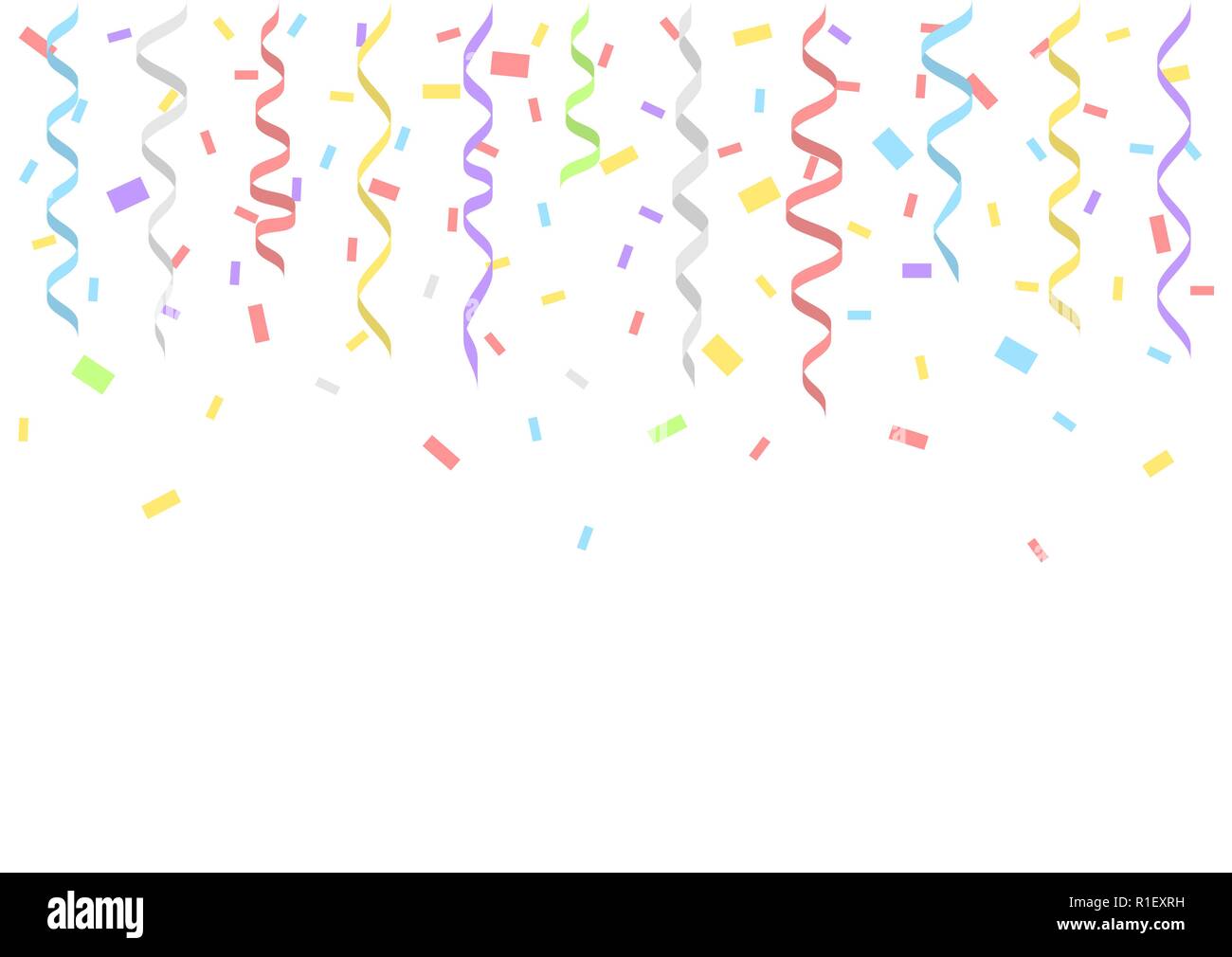 Colorful confetti ribbons festive background. Vector illustration Stock ...