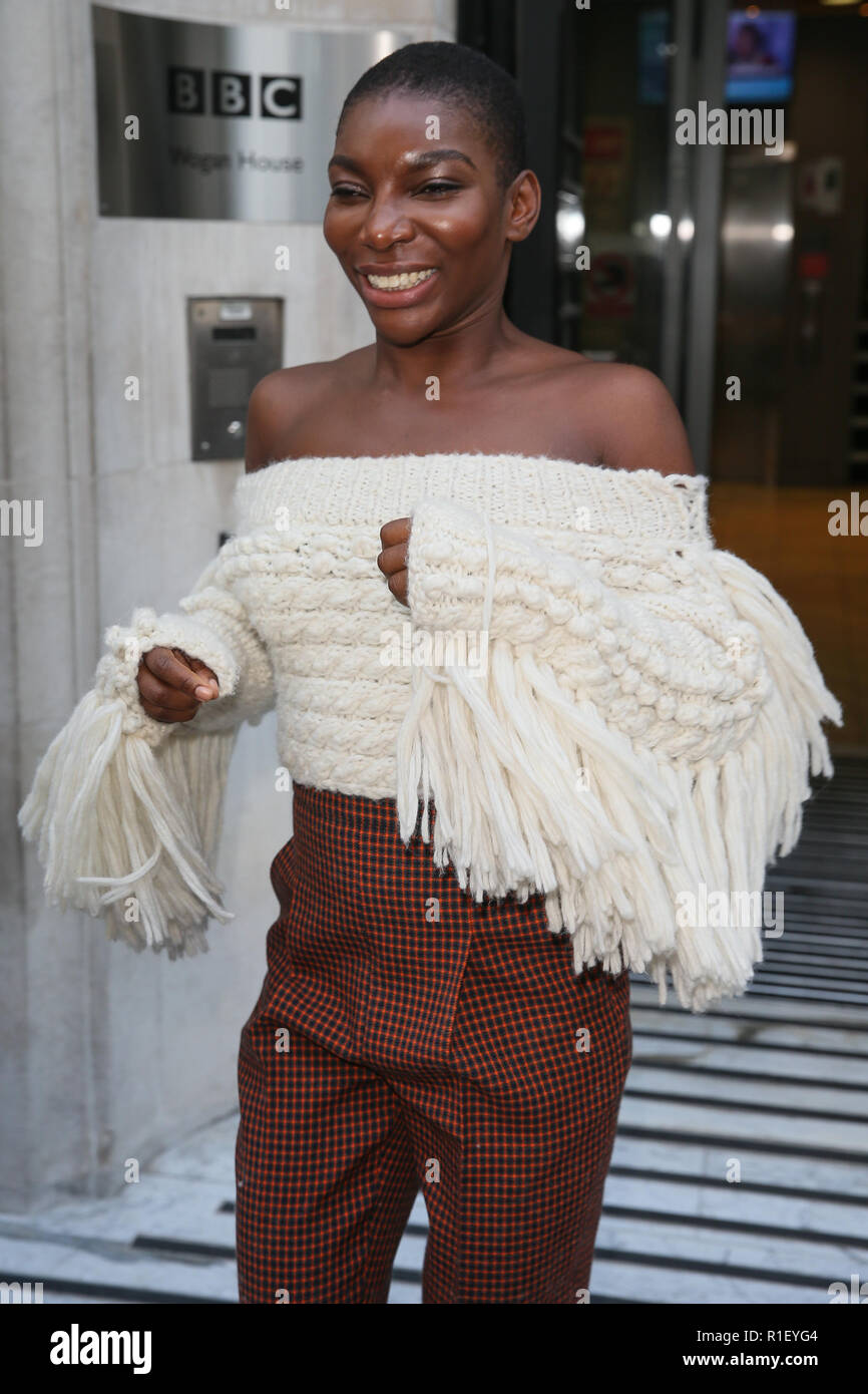 Michaela Coel promoting her new film 'Been So Long' at BBC Radio Two ...