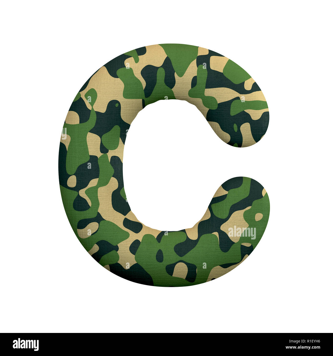 Army letter C - large 3d Camo font isolated on white background. This ...