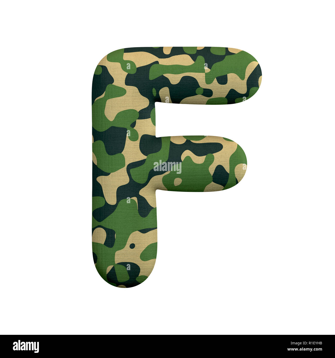 Army letter F - Capital 3d Camo font isolated on white background. This ...