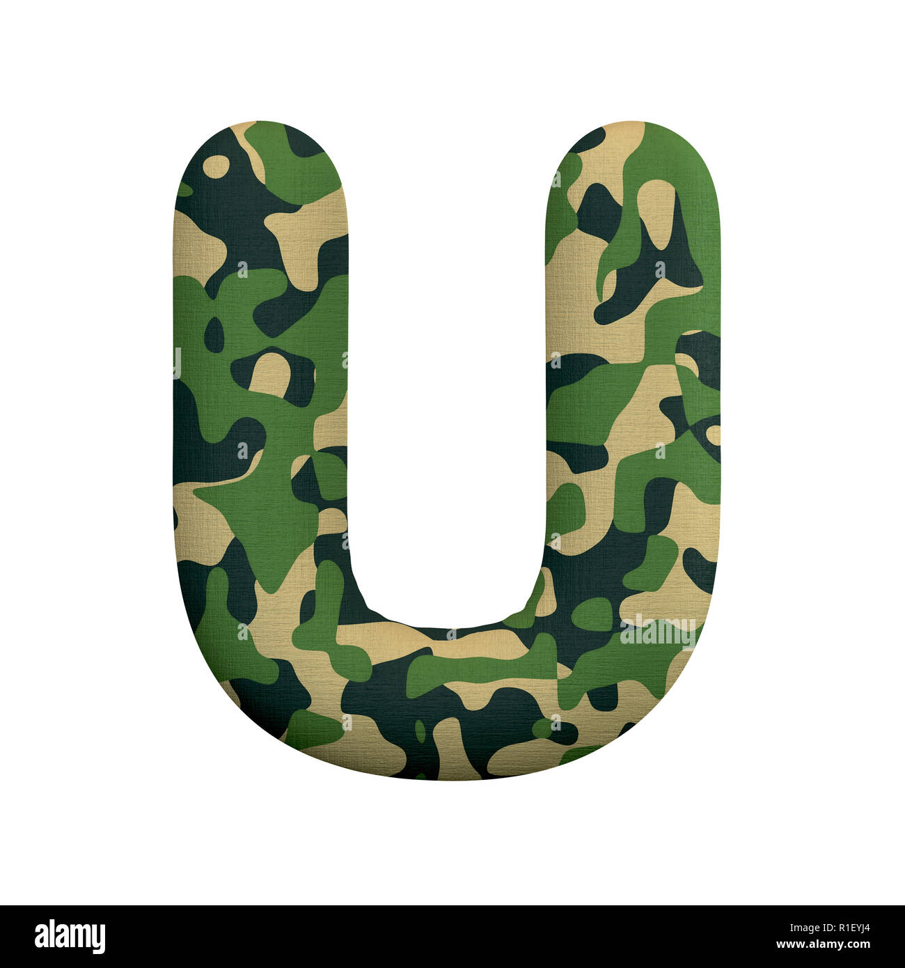 Army letter U - Upper-case 3d Camo font isolated on white background ...