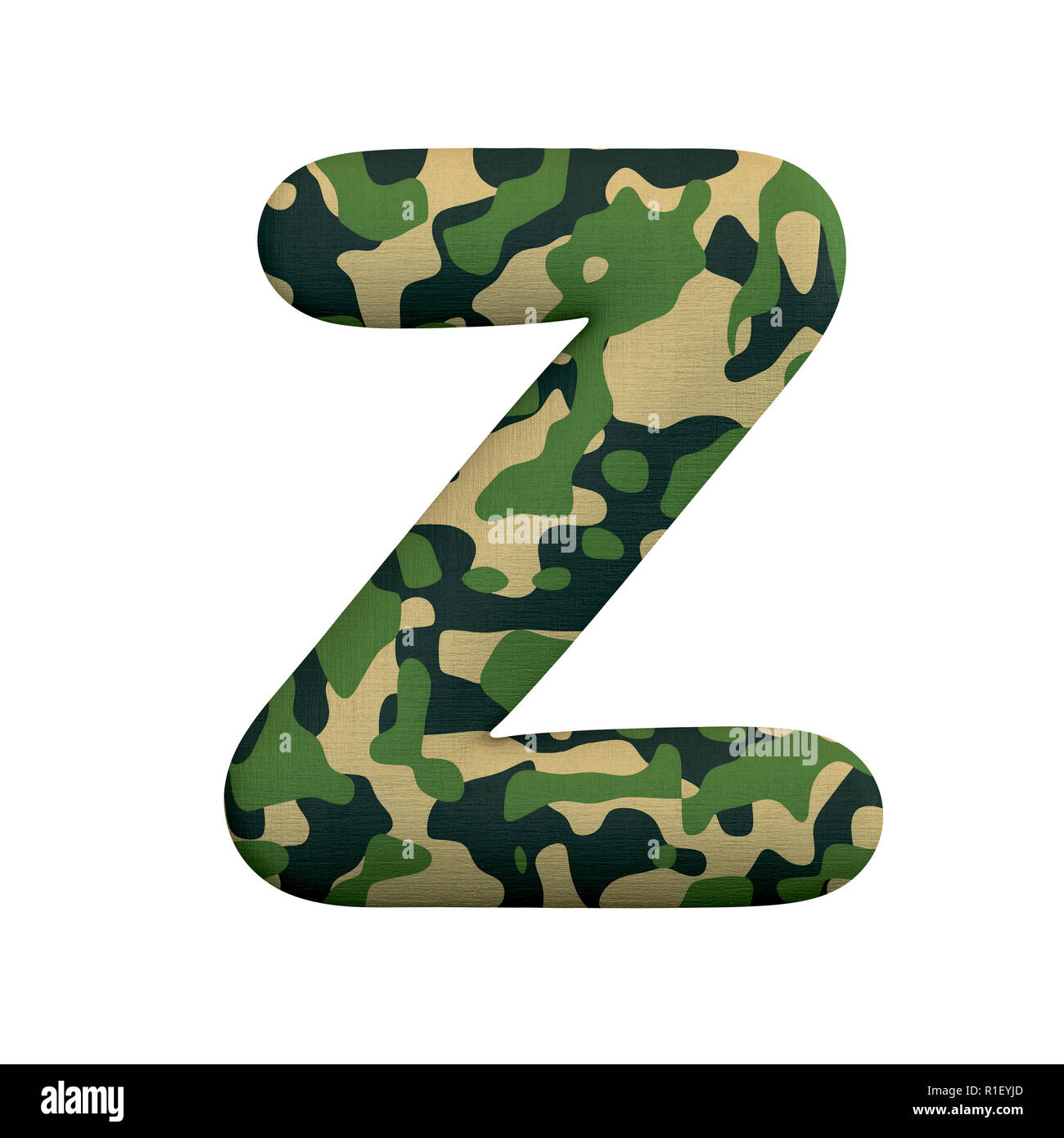 Army letter Z - Capital 3d Camo font isolated on white background. This ...