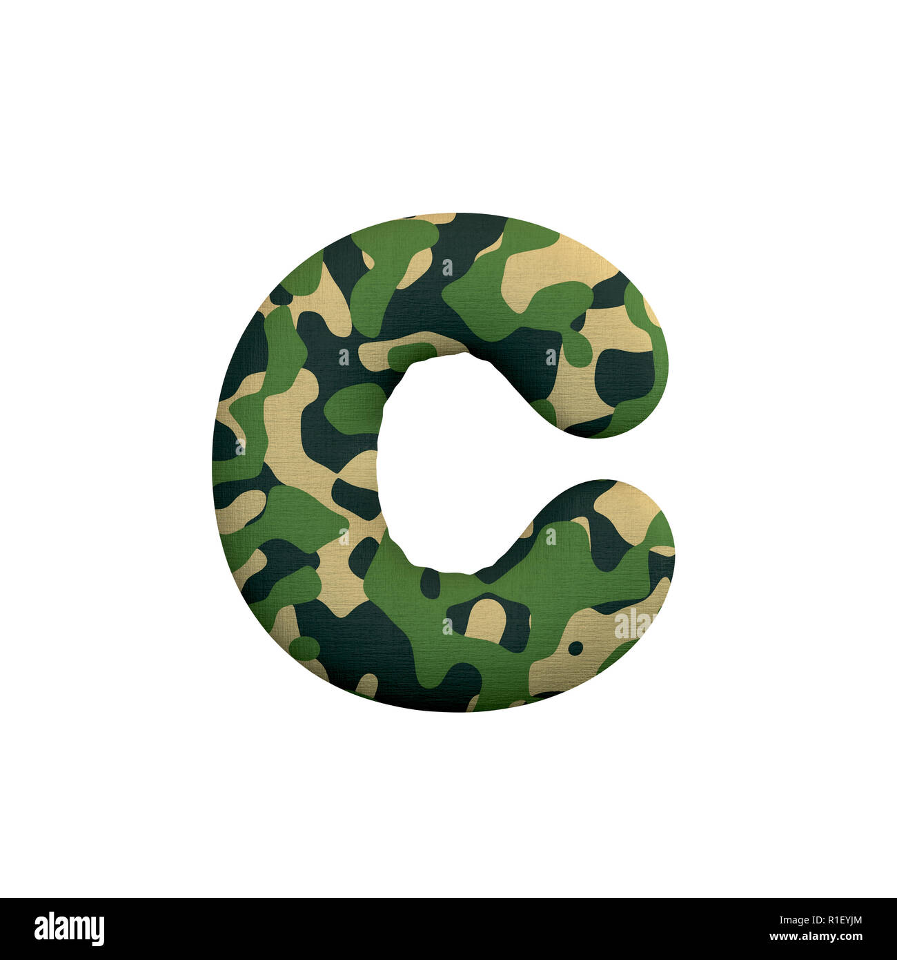 Army letter C - Small 3d Camo font isolated on white background. This ...
