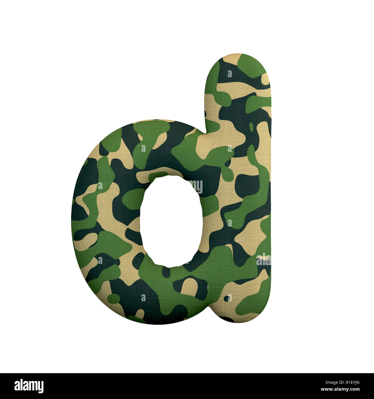 Army letter D - Small 3d Camo font isolated on white background. This ...