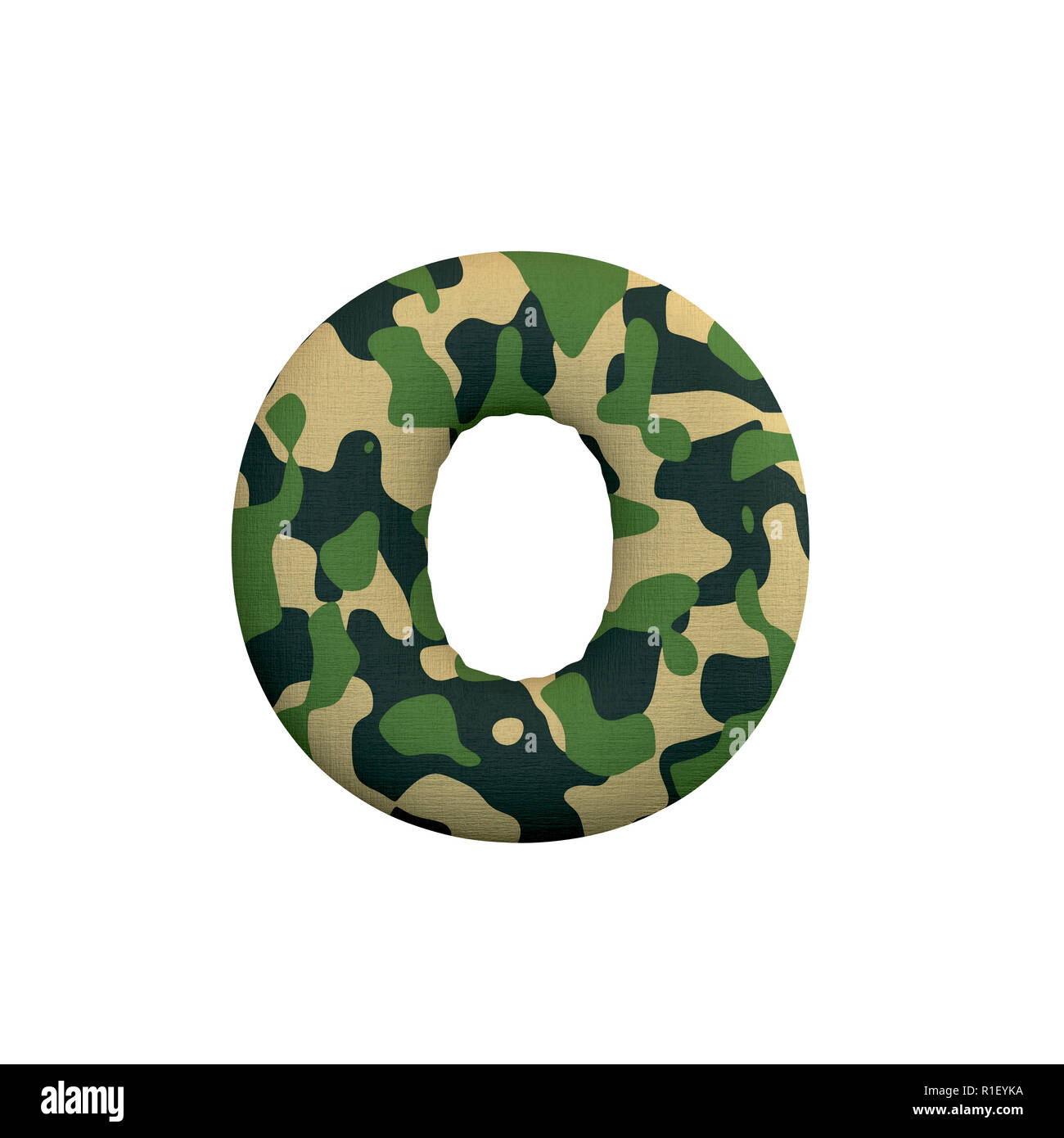 Army letter O - Lowercase 3d Camo font isolated on white background ...