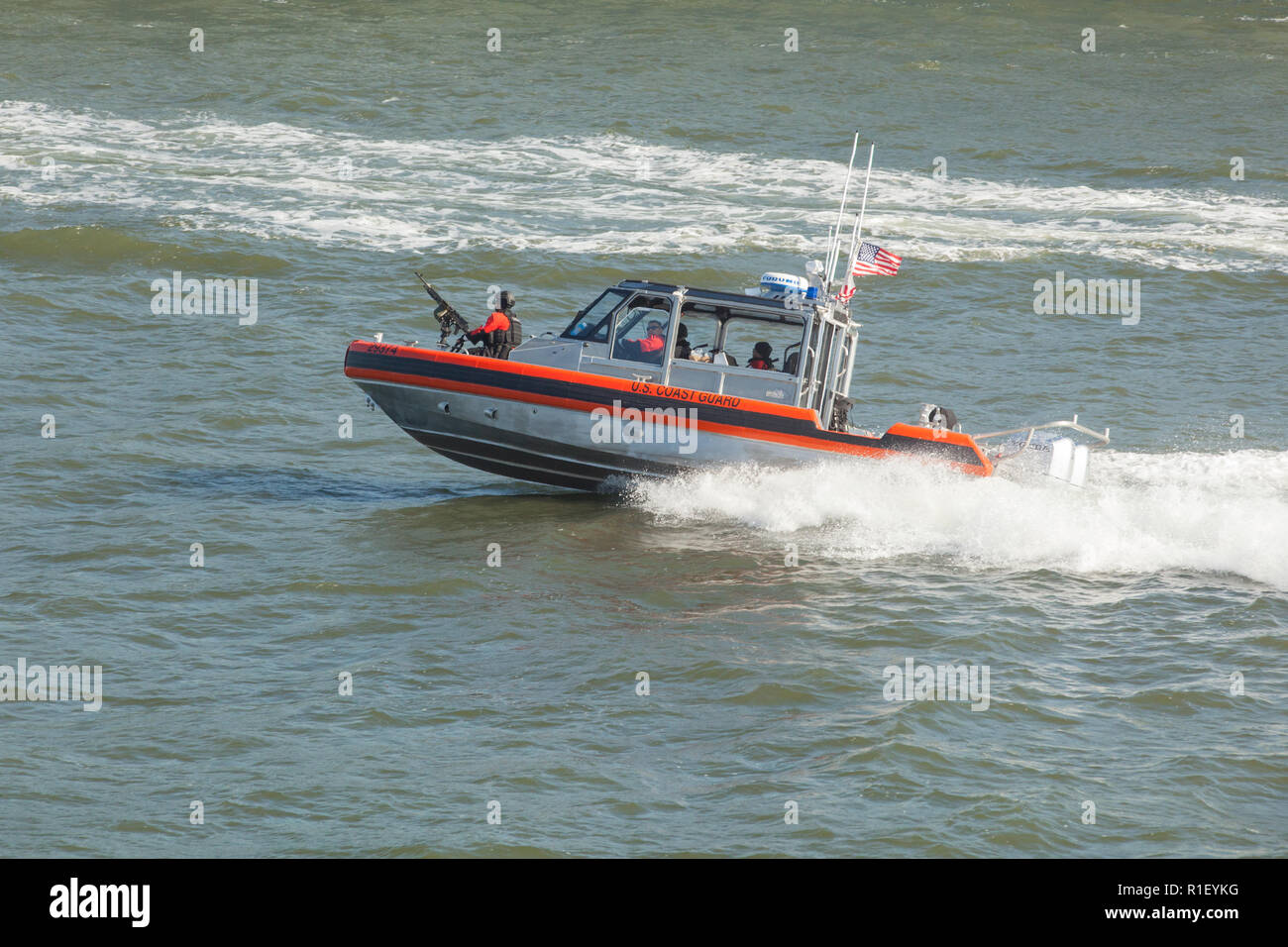 US Coastguards armed speedboat, New York city, United States of America ...