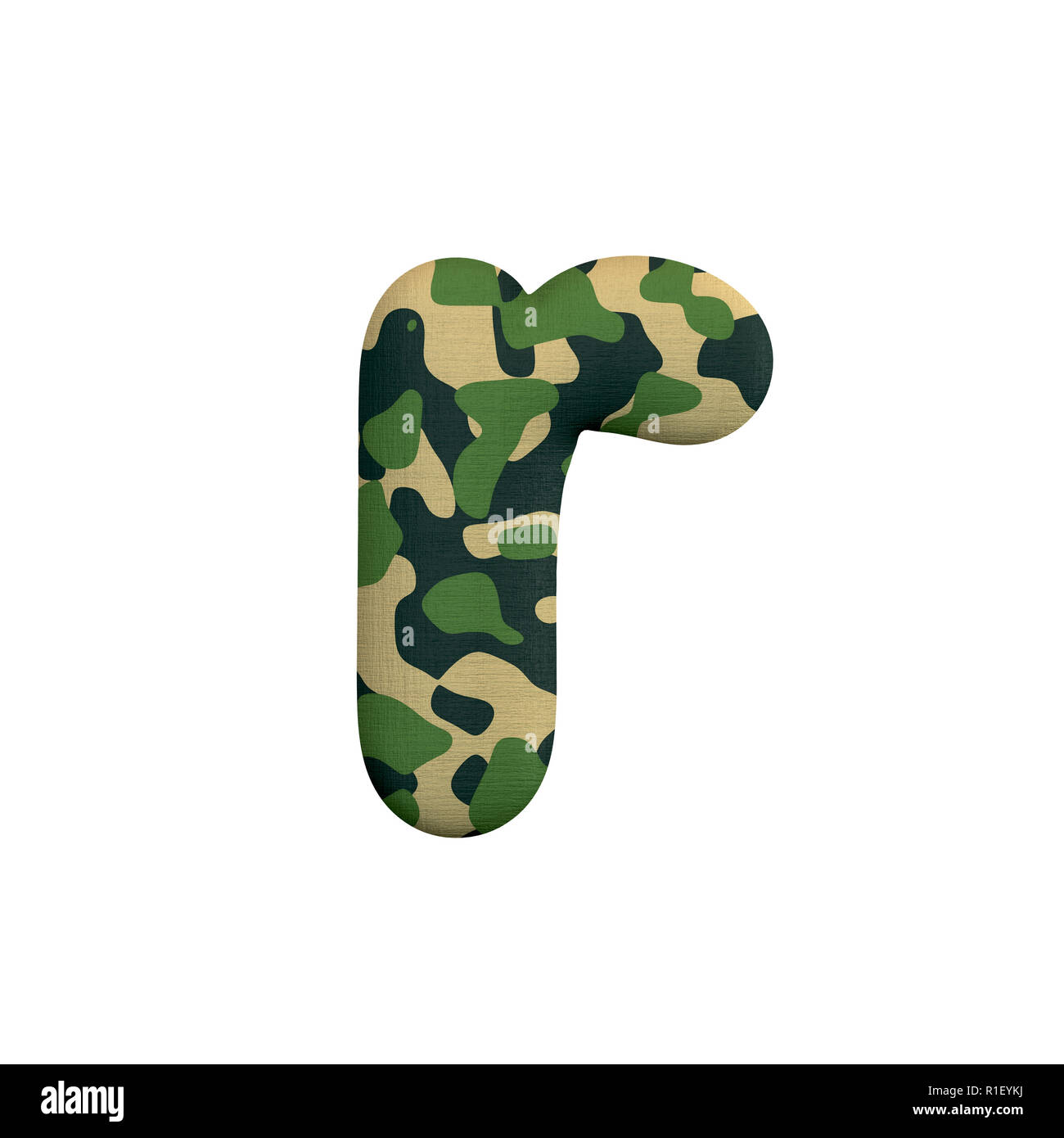 Army letter R - Small 3d Camo font isolated on white background. This ...
