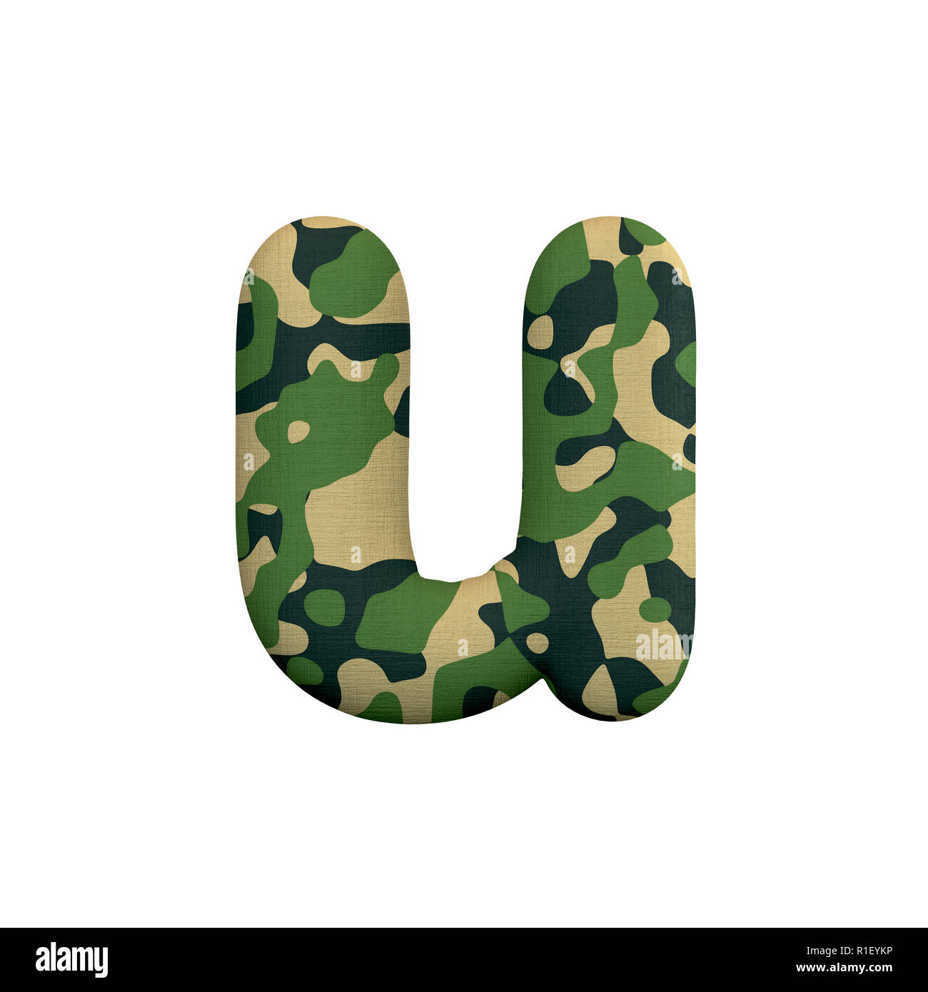 Army letter U - Small 3d Camo font isolated on white background. This ...