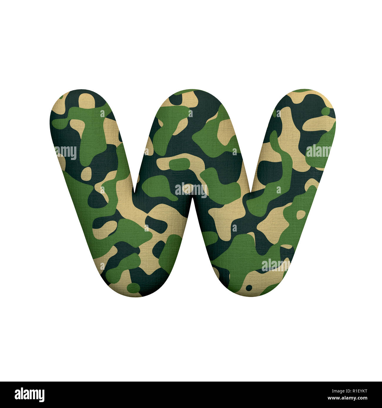 Army letter W - Lower-case 3d Camo font isolated on white background ...
