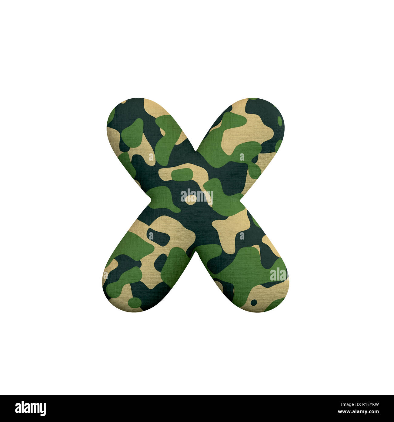 Army letter X - Small 3d Camo font isolated on white background. This ...