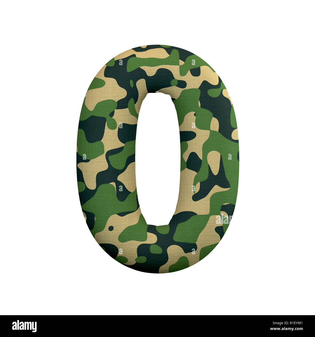 Army number 0 - 3d Camo digit isolated on white background. This ...