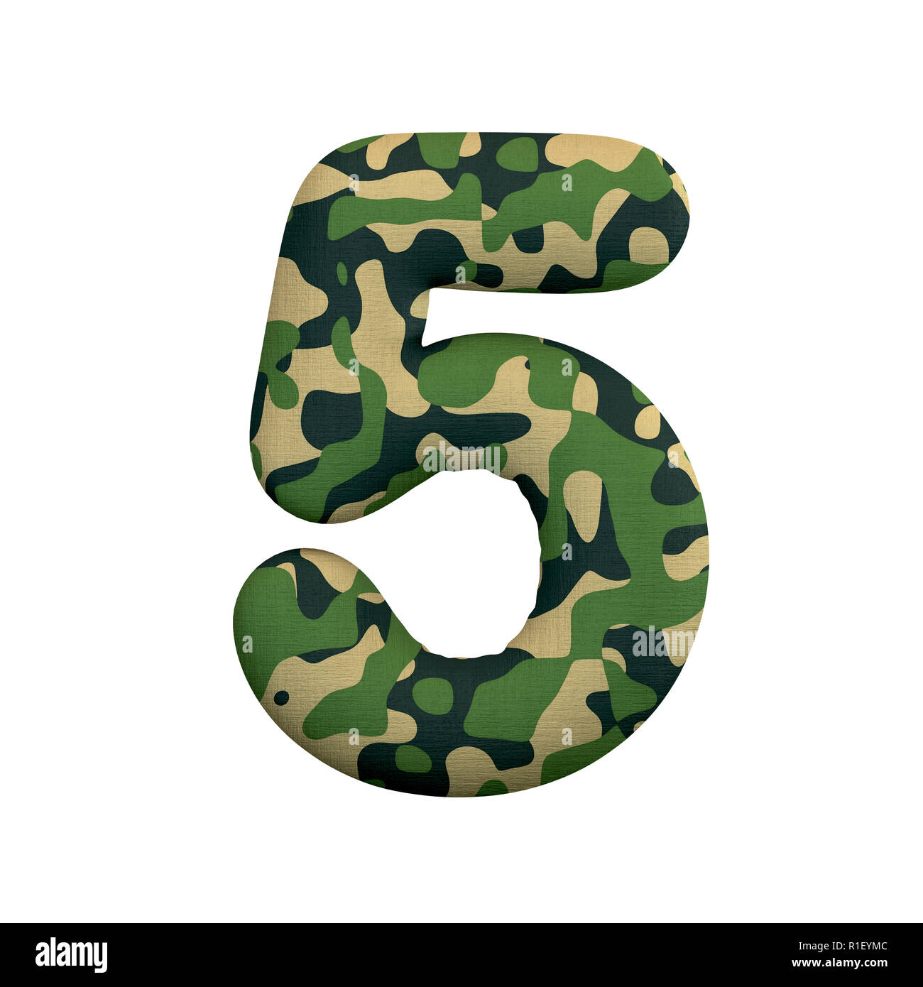 Army number 5 - 3d Camo digit isolated on white background. This ...