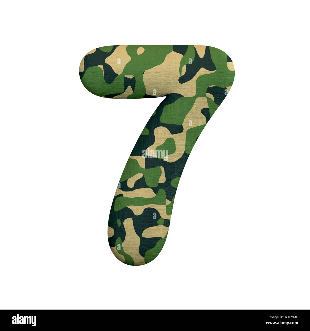Army number 7 - 3d Camo digit isolated on white background. This ...