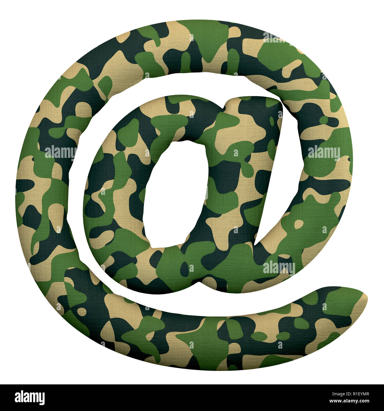 Army email sign - Arobase symbol3d Camo symbol isolated on white ...