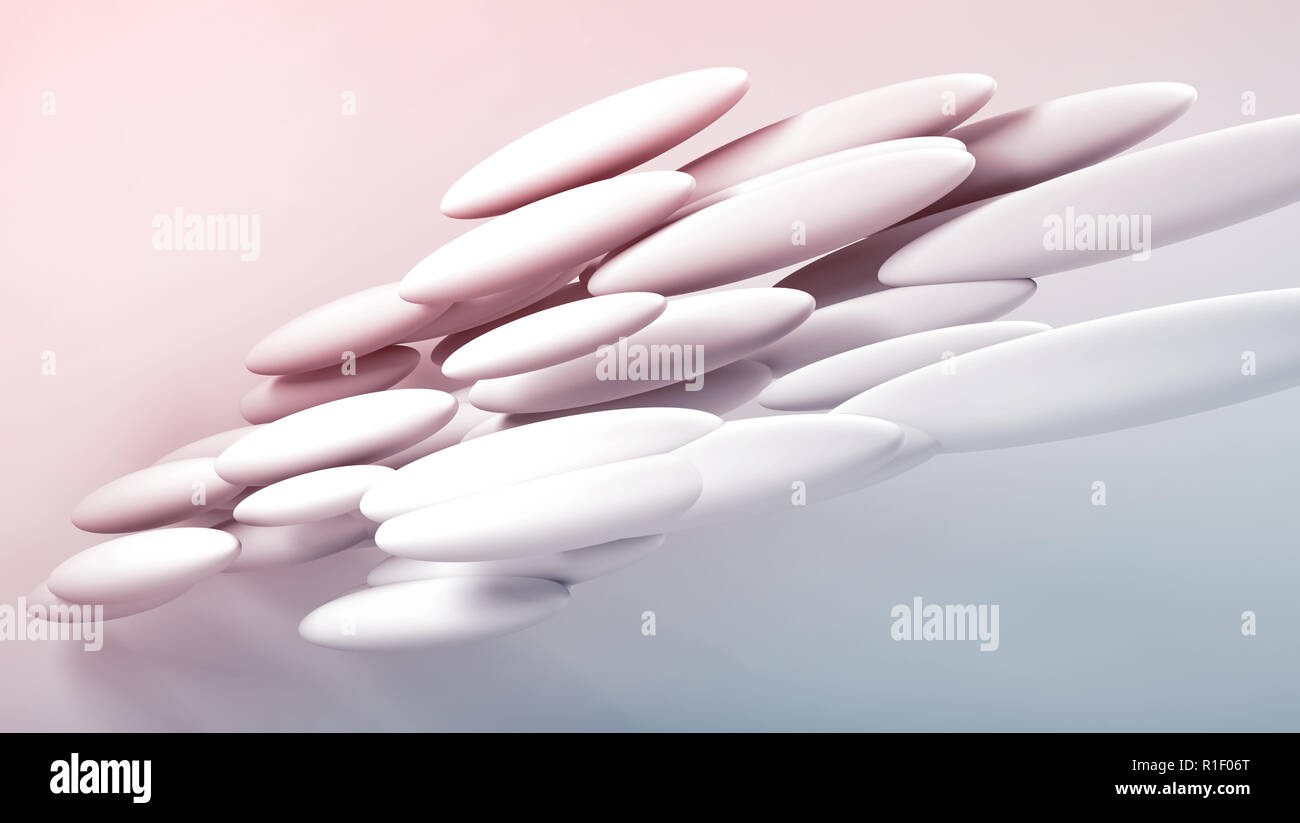 Abstract digital background with round shapes formation, 3d render ...