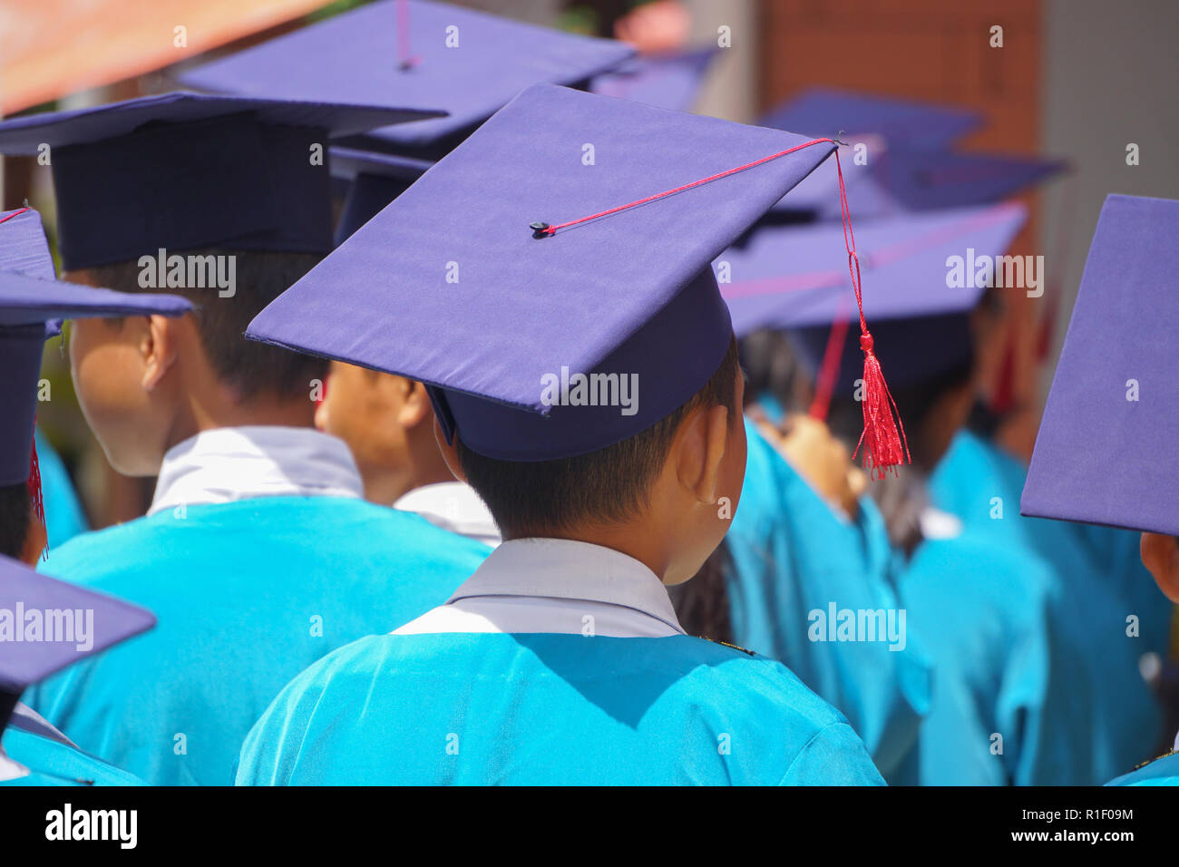 Back of primary school graduation ceremony Stock Photo - Alamy
