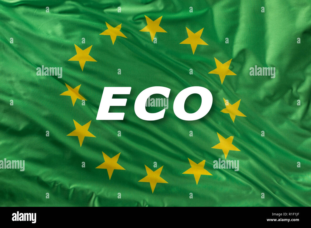 Green european union flag as a mark of organic bio food or ecology ...